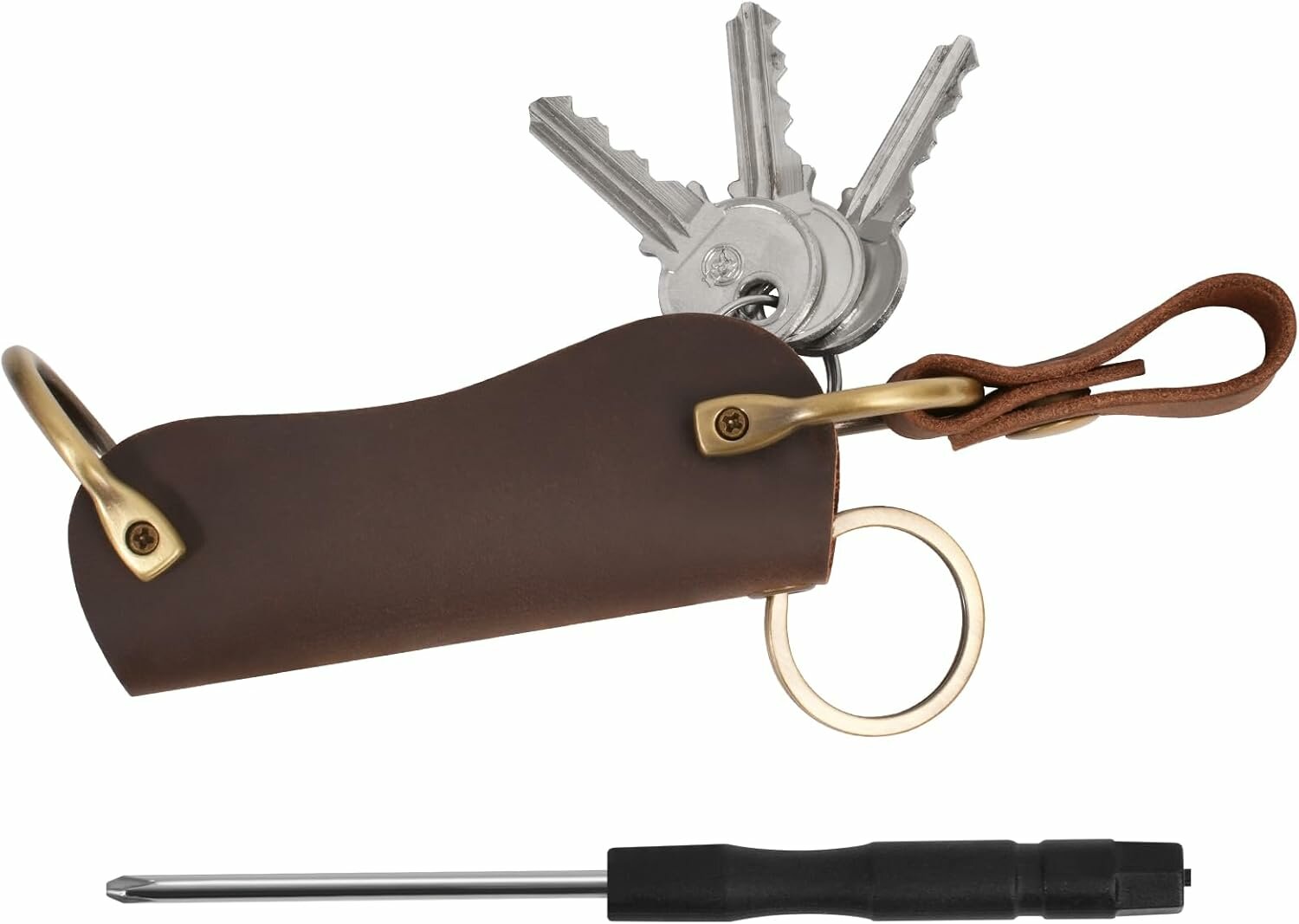 Кожаный чехол для ключей, винтажный чехол для ключей, защитный футляр для ключей, стильное кольцо для ключей