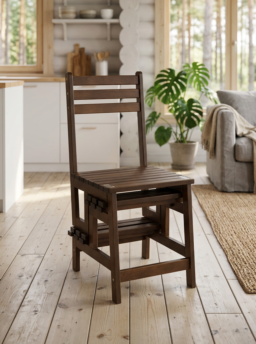 Стул-стремянка Мебелик трансформер Массив орех кухонный со спинкой