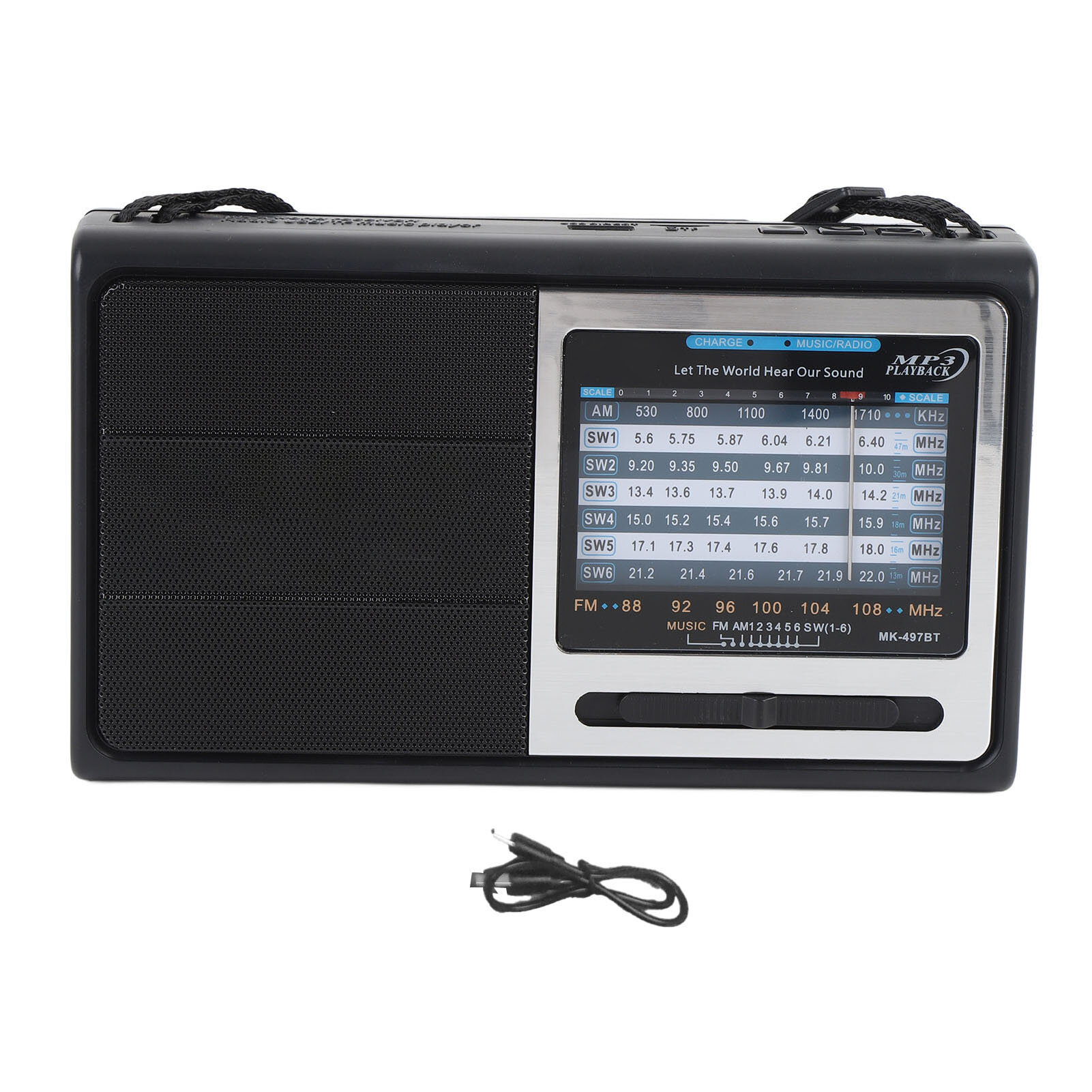 Portable AM FM SW Radio Full Band Bluetooth Music Player Record for Seniors Compact Multi Function Travel 1200mAh Battery Operated
