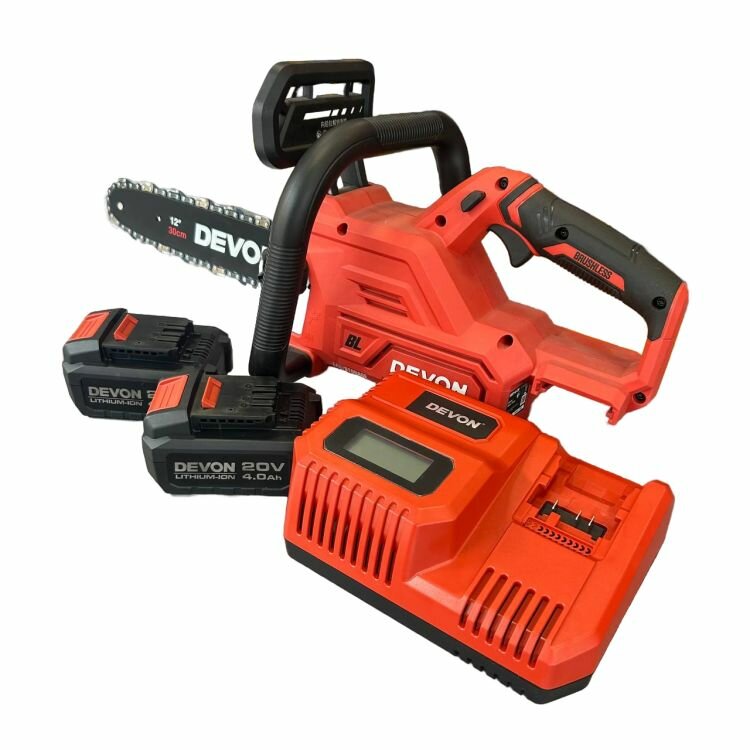 Аккумуляторная цепная пила DEVON, 2 АКБ 4 Ач, З/У, 4557-Li-40-SET