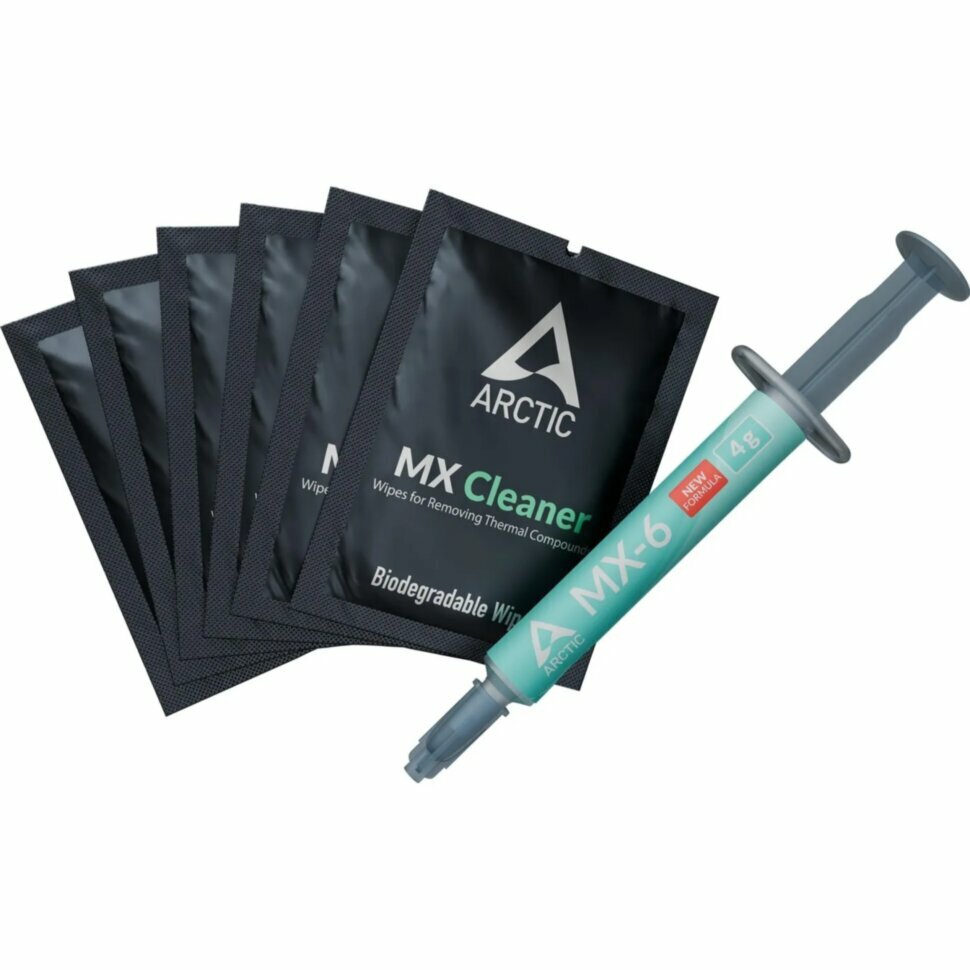 Термопаста Arctic Cooling MX-6 4 грамма with 6pcs MX Cleaner ACTCP00084A, 2467107