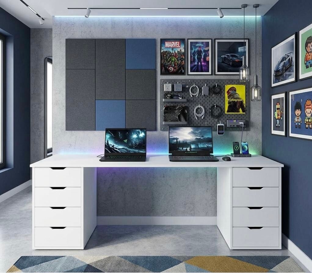 Стол Дуэт 2000 мм (белый) две тумбы. Столешница 22 мм