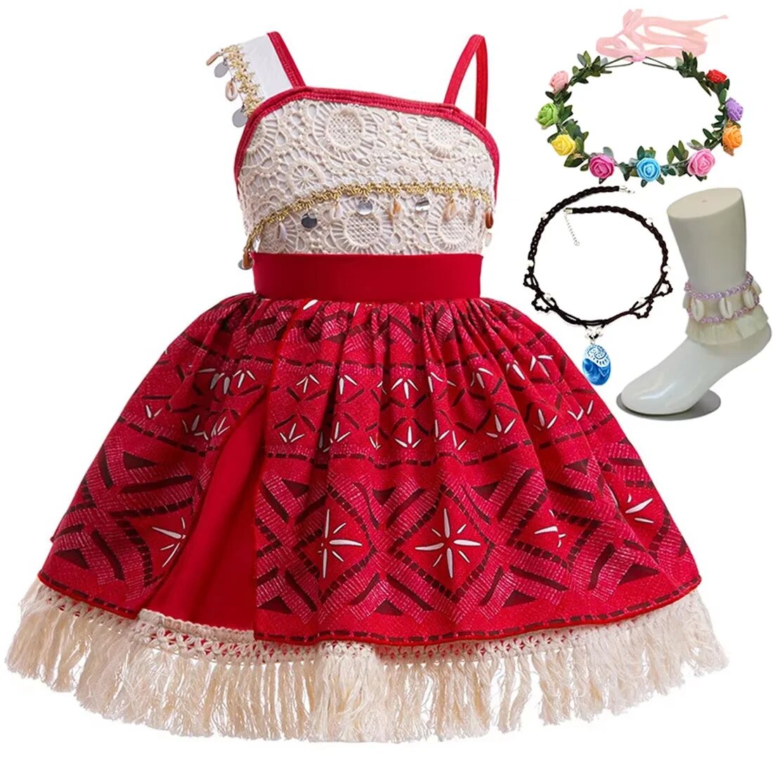 Платье Moana для девочки, красный, 4T (tag 120)