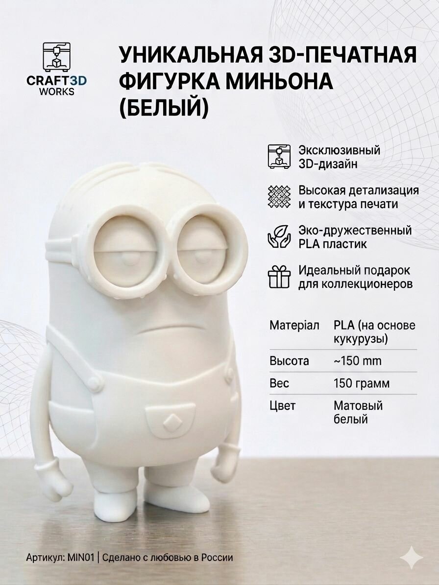 Интерьерная фигурка Миньон: Понедельник , коллекционная статуэтка (3D-печать)