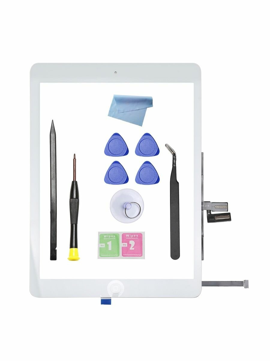 Сенсорный экран для iPad 7 / 8 Gen 10.2, замена Digitizer, модели A2197 A2198 A2200 A2270 A2428 A2429 A2430, с кнопкой Home, Белый
