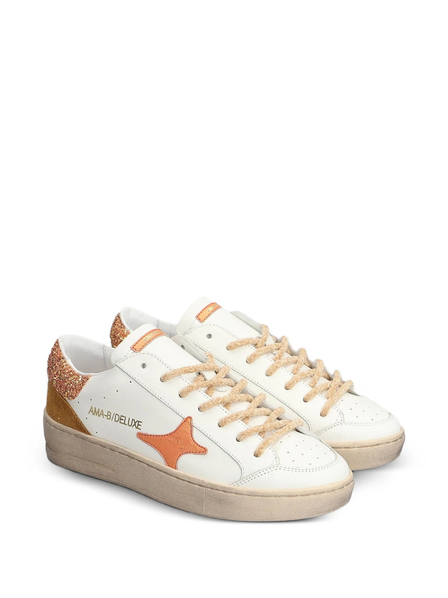 Кроссовки AMA Brand Glitter-embellished star-patch sneakers, размер 39, white — фото 1