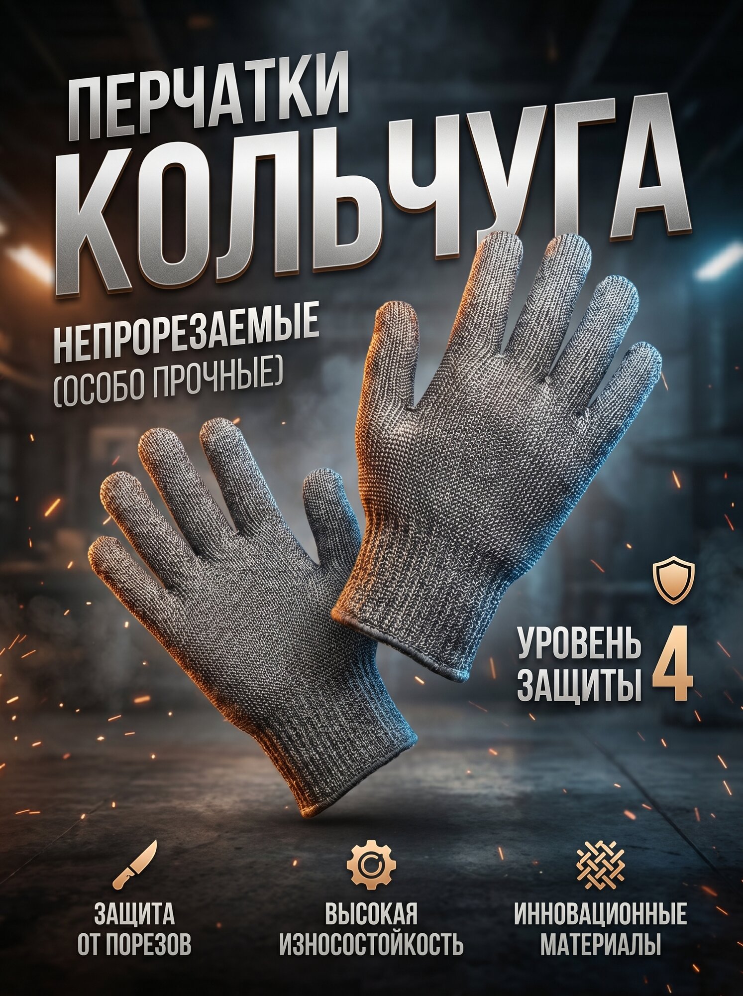 Перчатки "кольчуга" непрорезаемые (особо прочные)