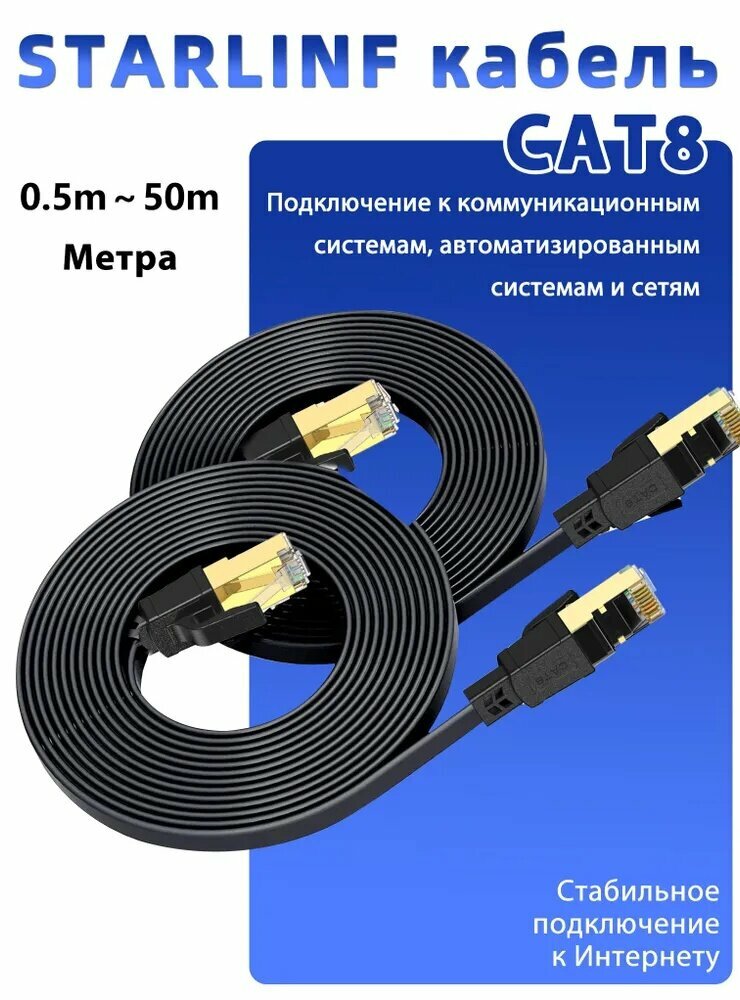 D-Sunty Кабель для интернет-соединения RJ-45/RJ-45, 20 м, черный матовый
