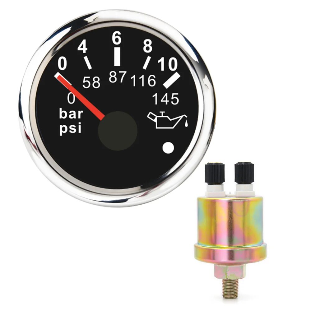 Измеритель давления масла 52 мм, 10 бар, датчик 1/8NPT