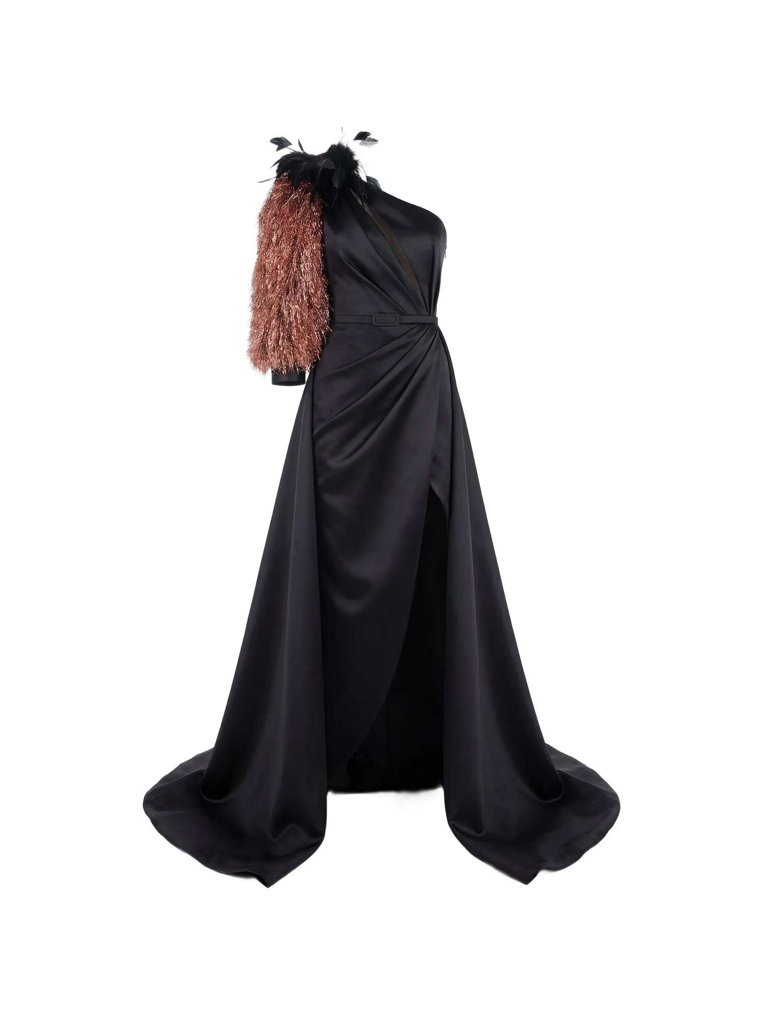 Платье Feather-embellished gown dress