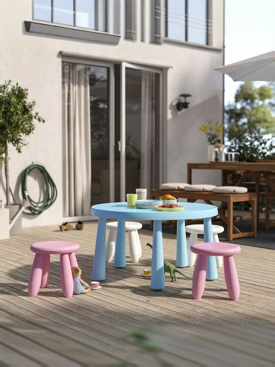 Детский табурет IKEA MAMMUT, пластиковый, 30 см, цвет розовый — фото 1