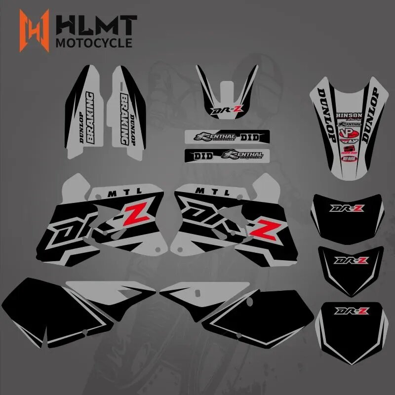 Мотоциклетные наклейки подходят для Suzuki DRZ400 DRZ 400 DRZ400S DRZ400SM DRZ400E 2000-2012 комплект графических фоновых наклеек