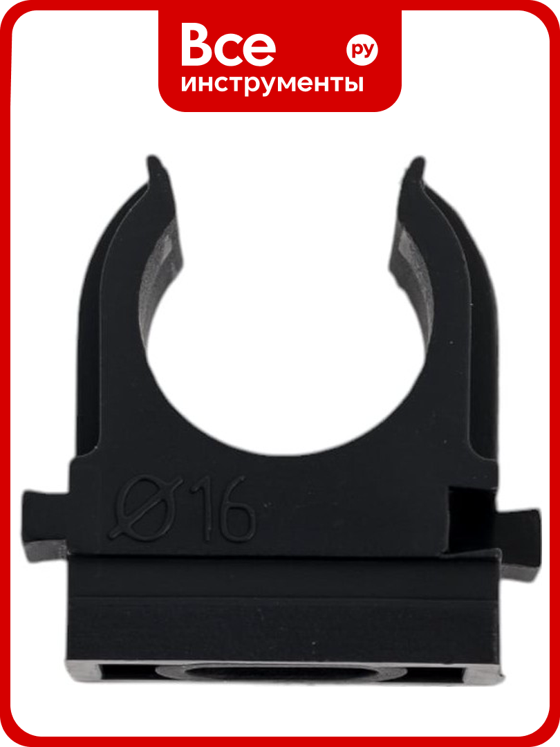 Клипса‑крепеж Fortisflex 16 (черный) 91050, одинарный тип из пластика, для прямого монтажа, черный цвет, без замка