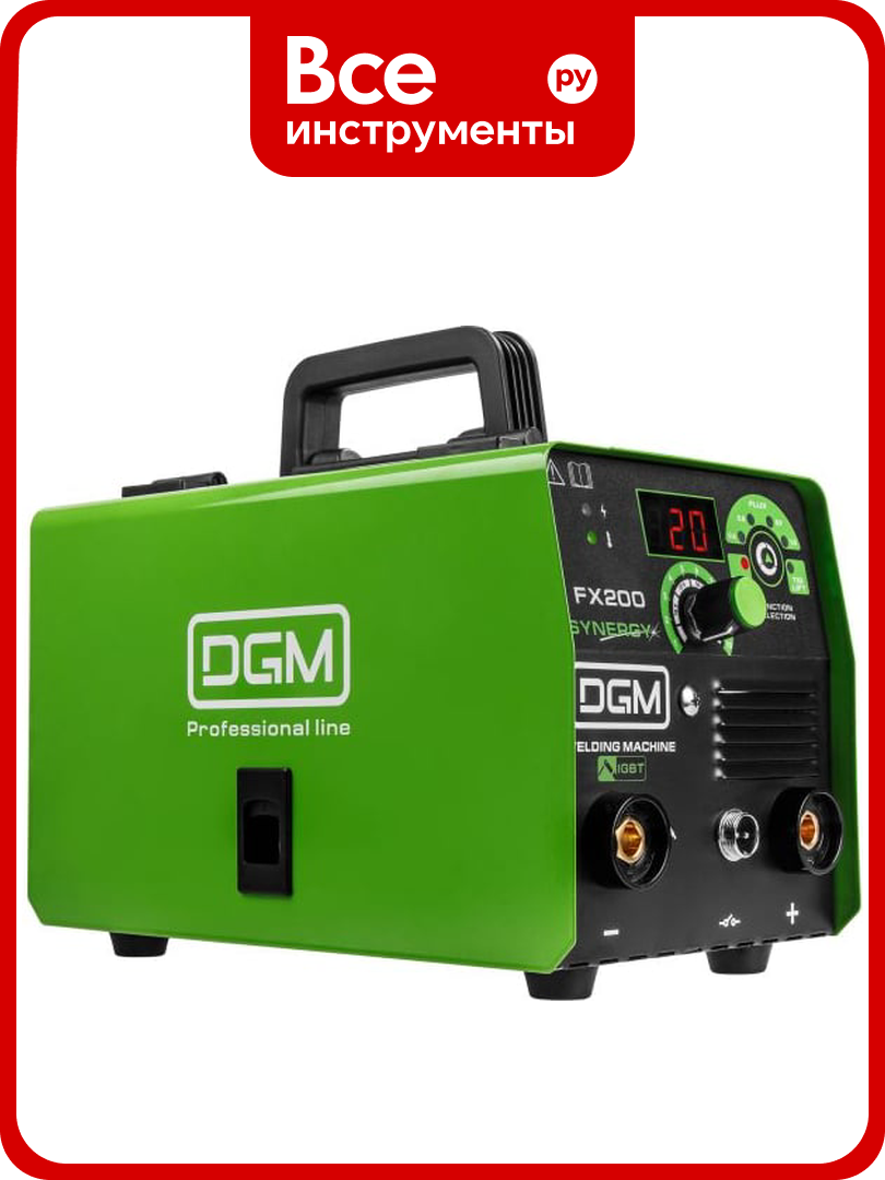 Полуавтомат сварочный DGM FX200 DG5822-6, режим инверторный полупрофессиональный с цифровым дисплеем безгазовый режим