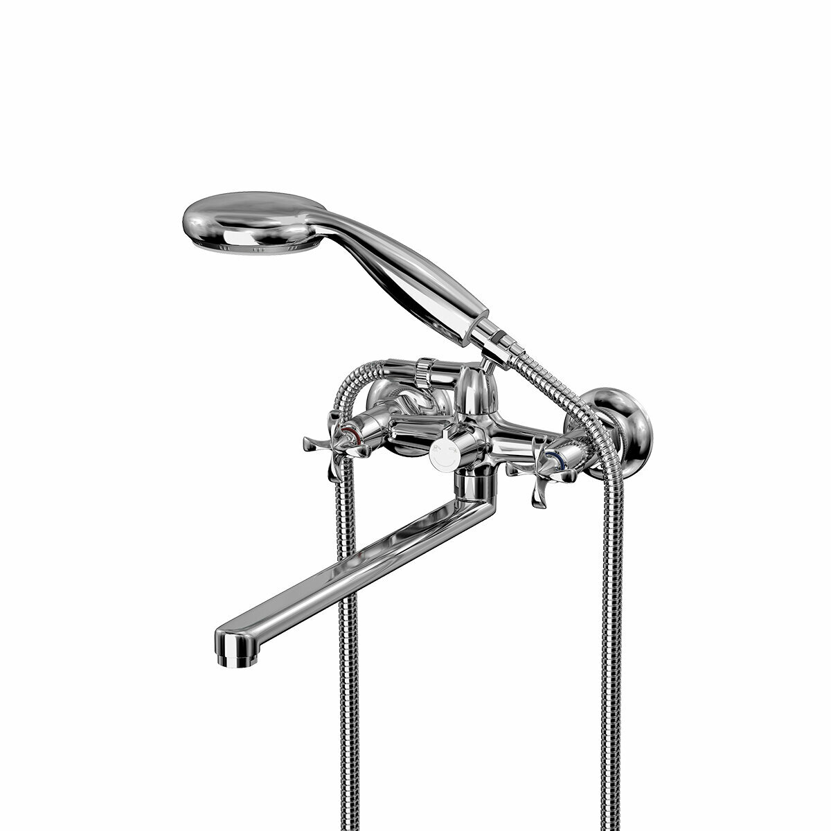 Смеситель для ванны с душем Lemark Flora LM0152C, с длинным изливом, двухвентильный, хром