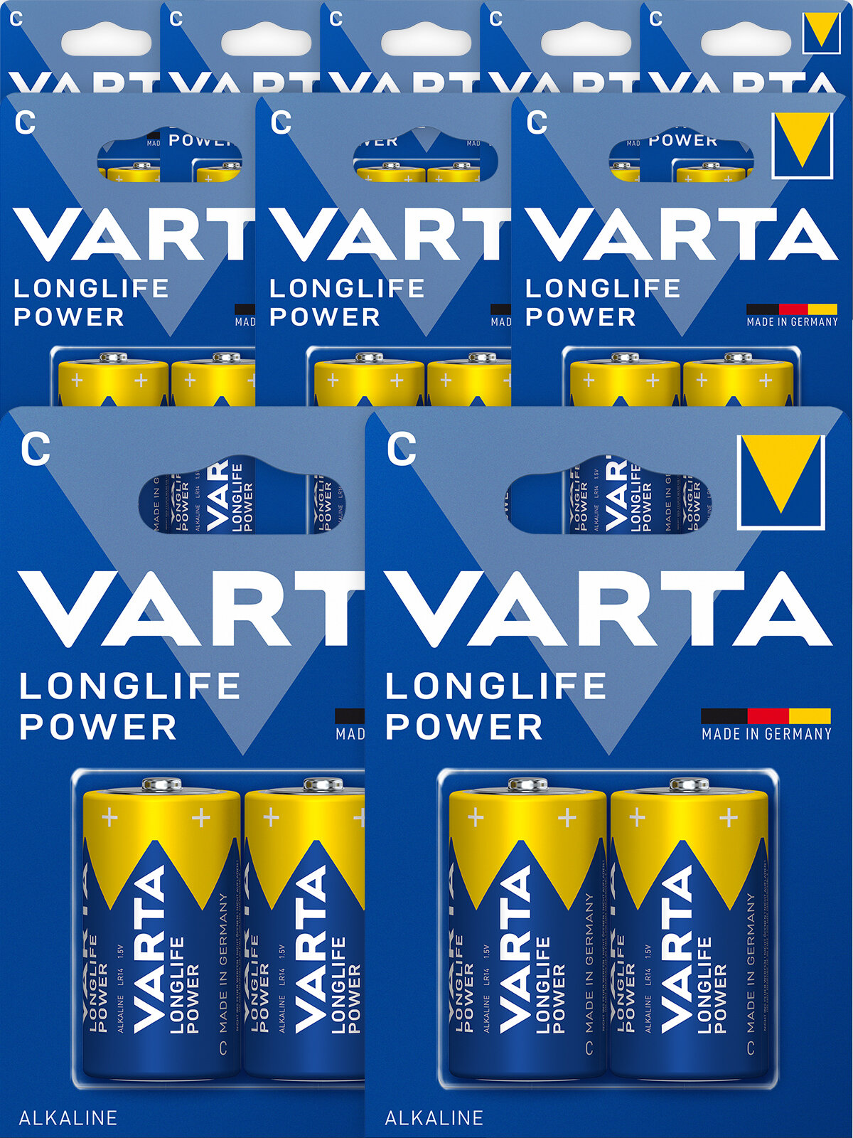 Батарейки щелочные С VARTA Longlife Power LR14 10 блистеров 20 шт