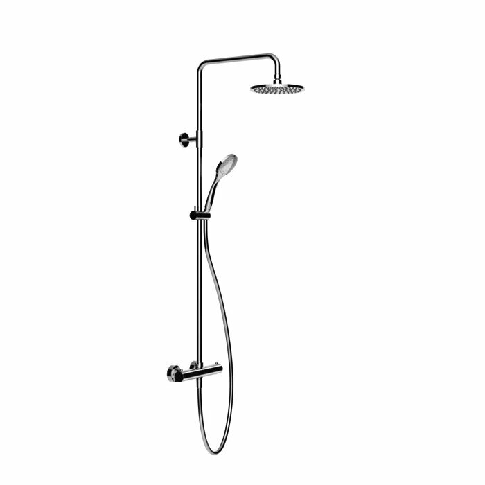 Душевая стойка Gessi 35181 со смесителем, термостатическим, хром, глянцевая, душевая система с тропическим душем, с лейкой, латунная