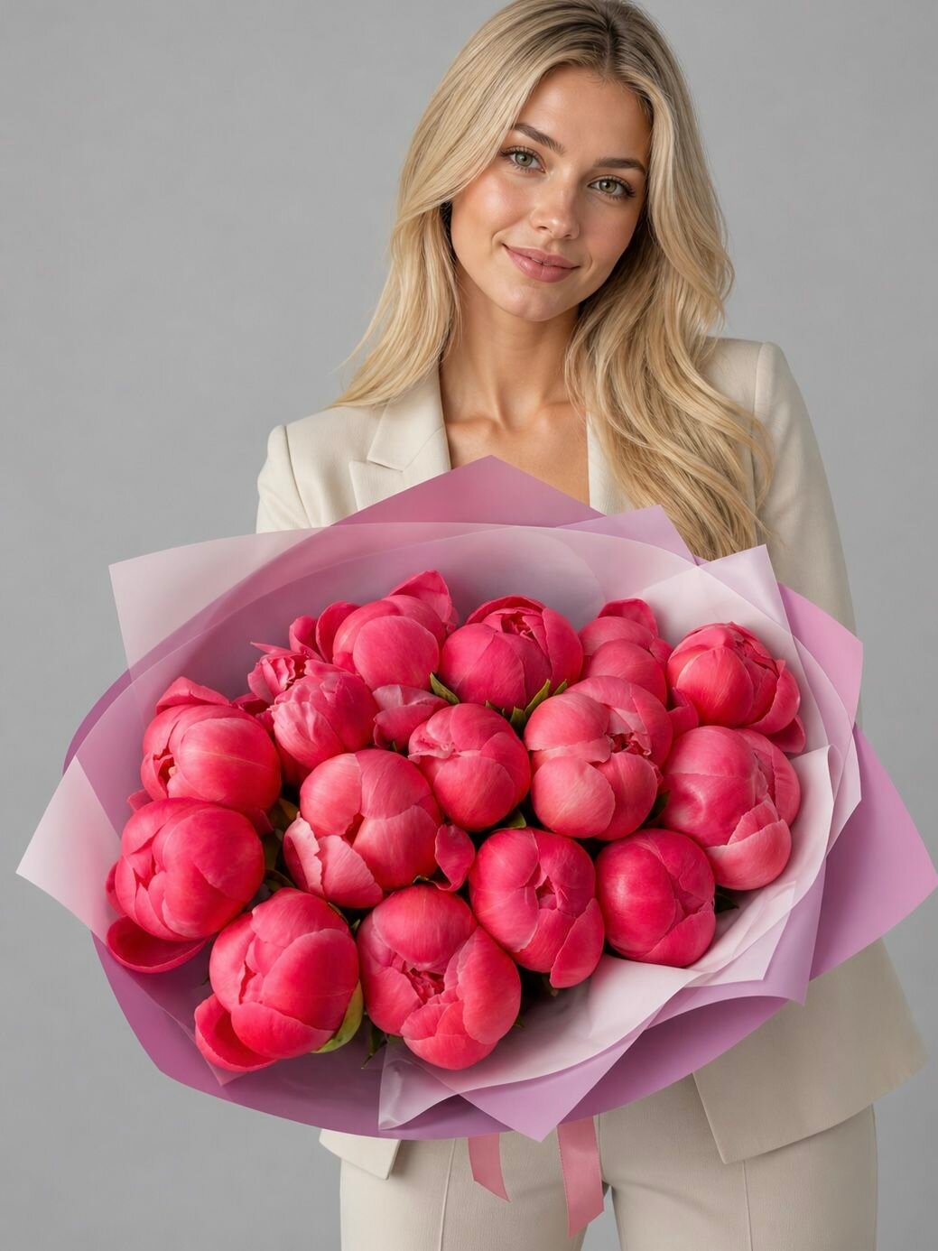 Большие коралловые пионы 15 шт.