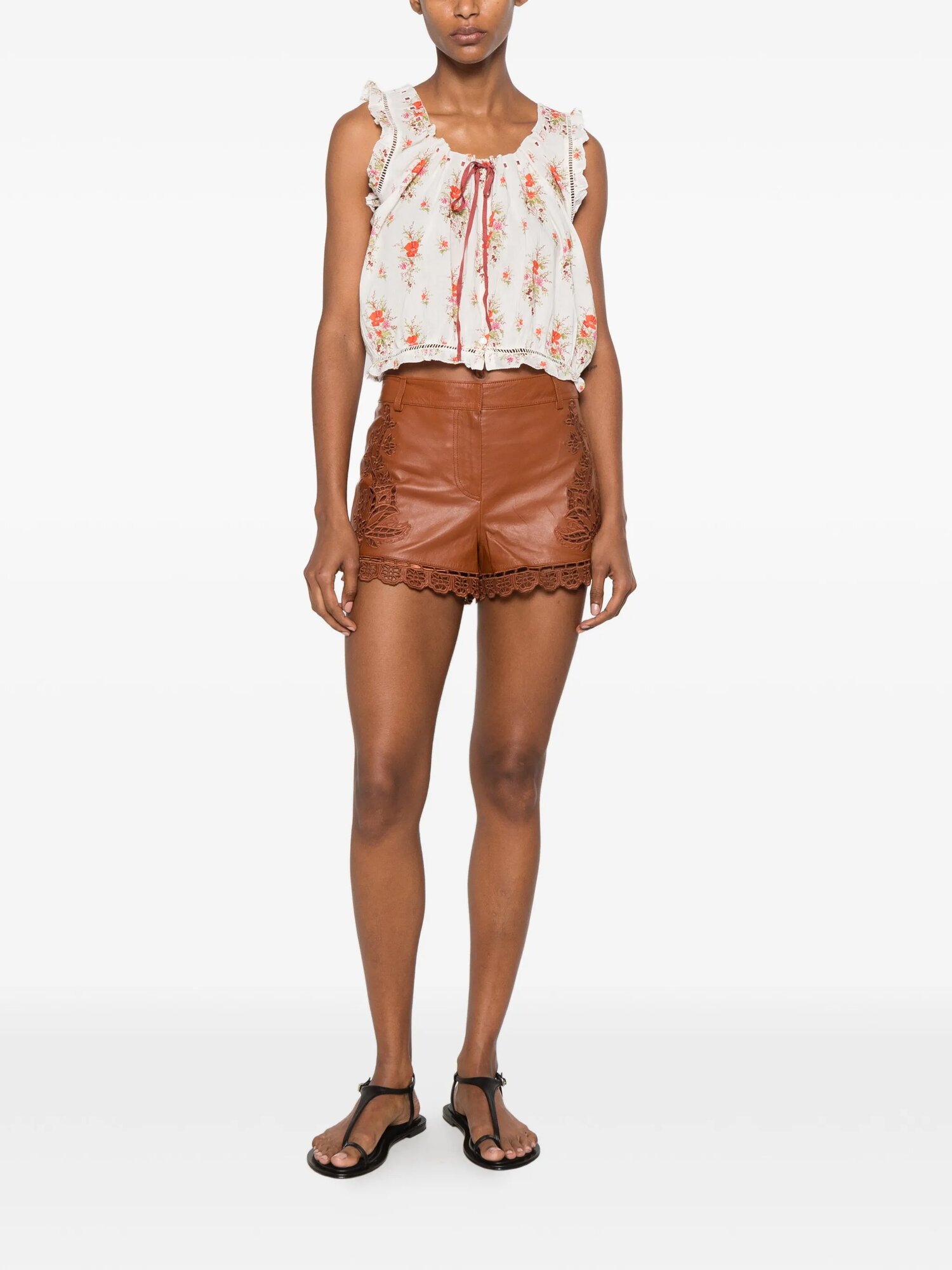 Блуза DOEN Floral-print blouse, размер XL, white — фото 1
