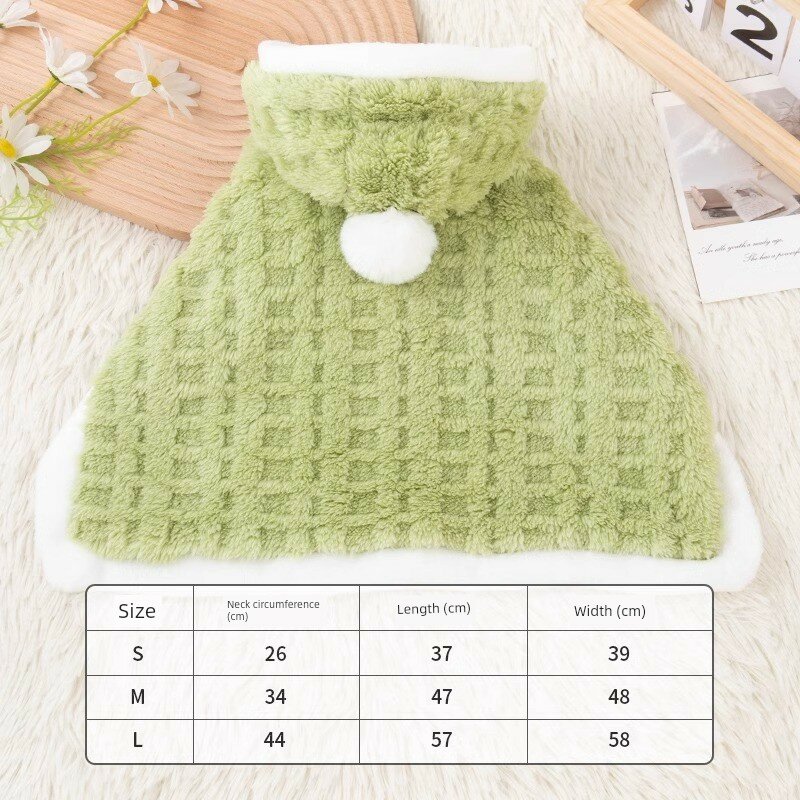 Зеленый капот для домашних животных утепленный зимний капюшон размер С