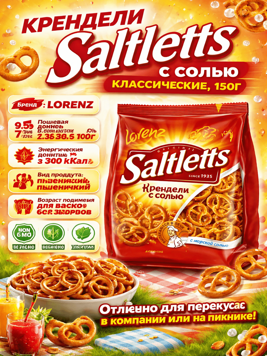 Крендели Saltletts с солью классические, 150г