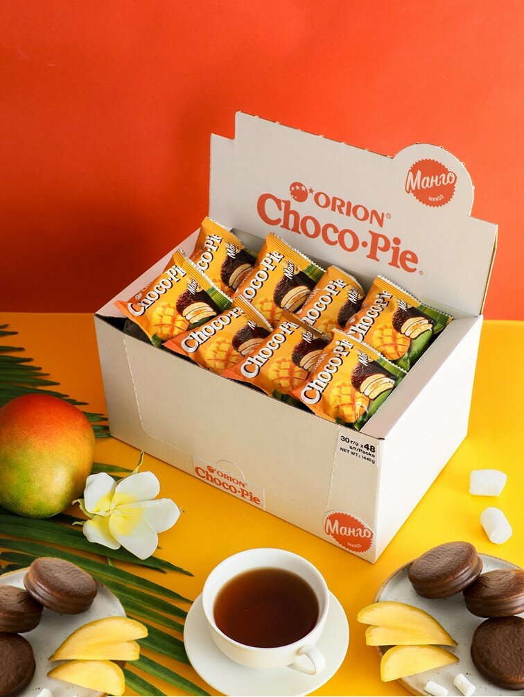 Пирожное Orion Choco Pie Манго 48 штук 1440 гр, манговый джем, маршмеллоу