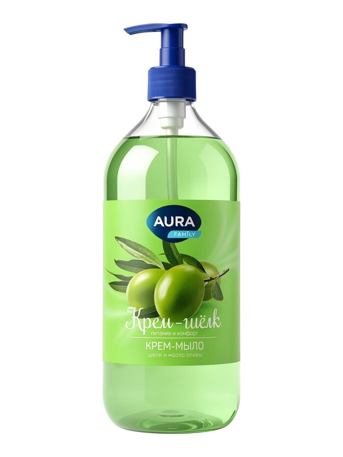 AURA Крем-мыло AURA FAMILY «Шёлк и масло оливы», 1 л
