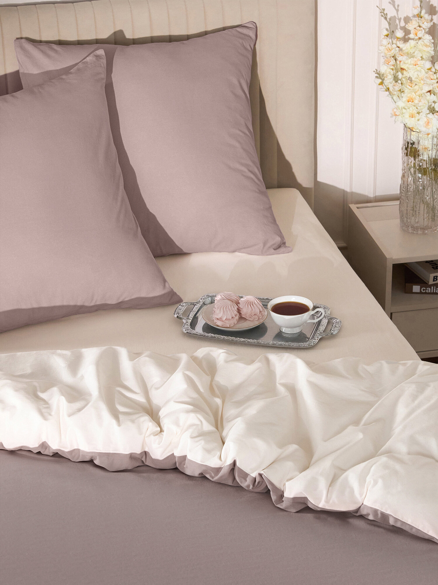 КПБ евро перкаль "Cozy Home"(70х70) рис. 86126-11 Капучино кол. Моноцвет/Only Color