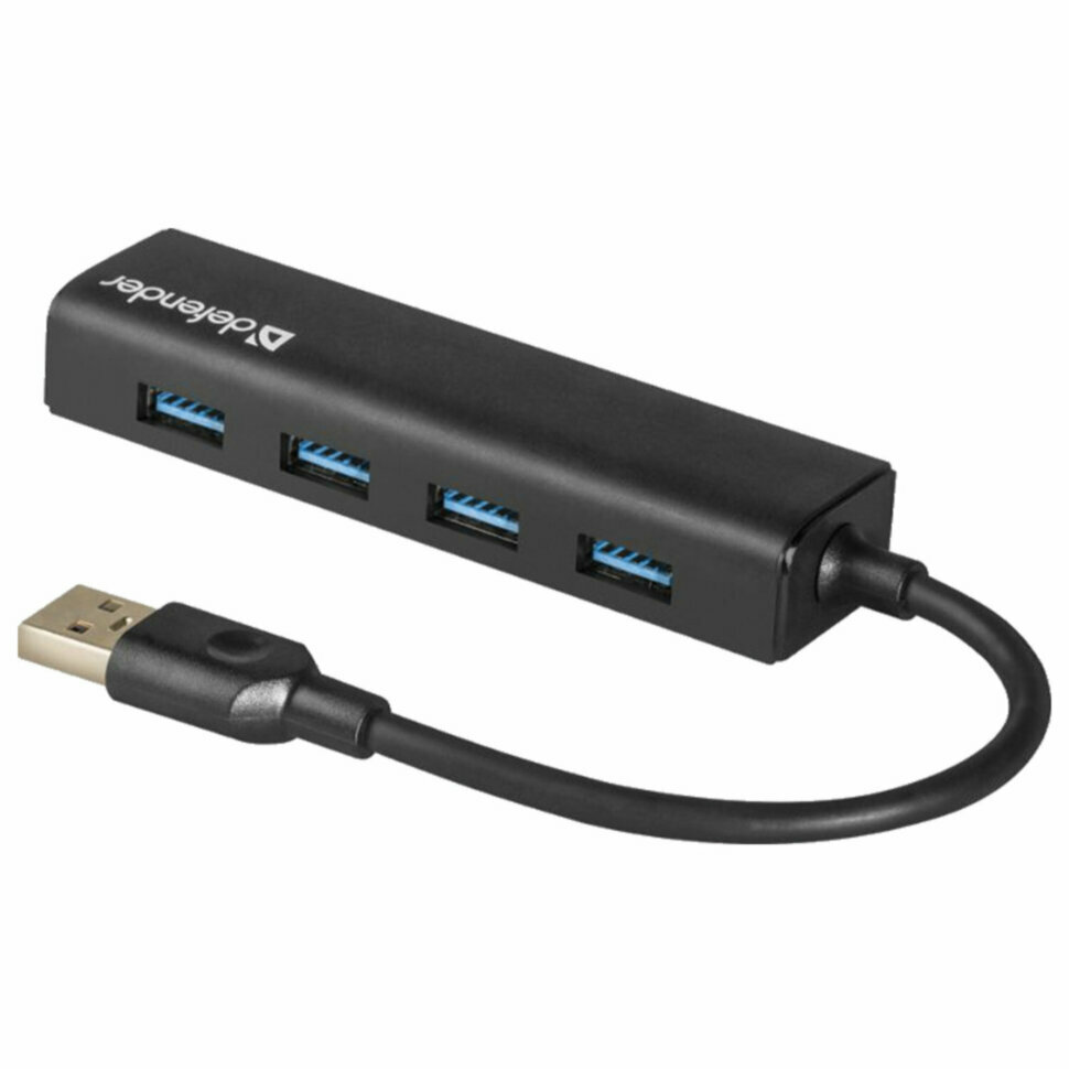 Хаб USB 3.0, 4 порта, черный, DEFENDER QUADRO EXPRESS, 83204, 513471