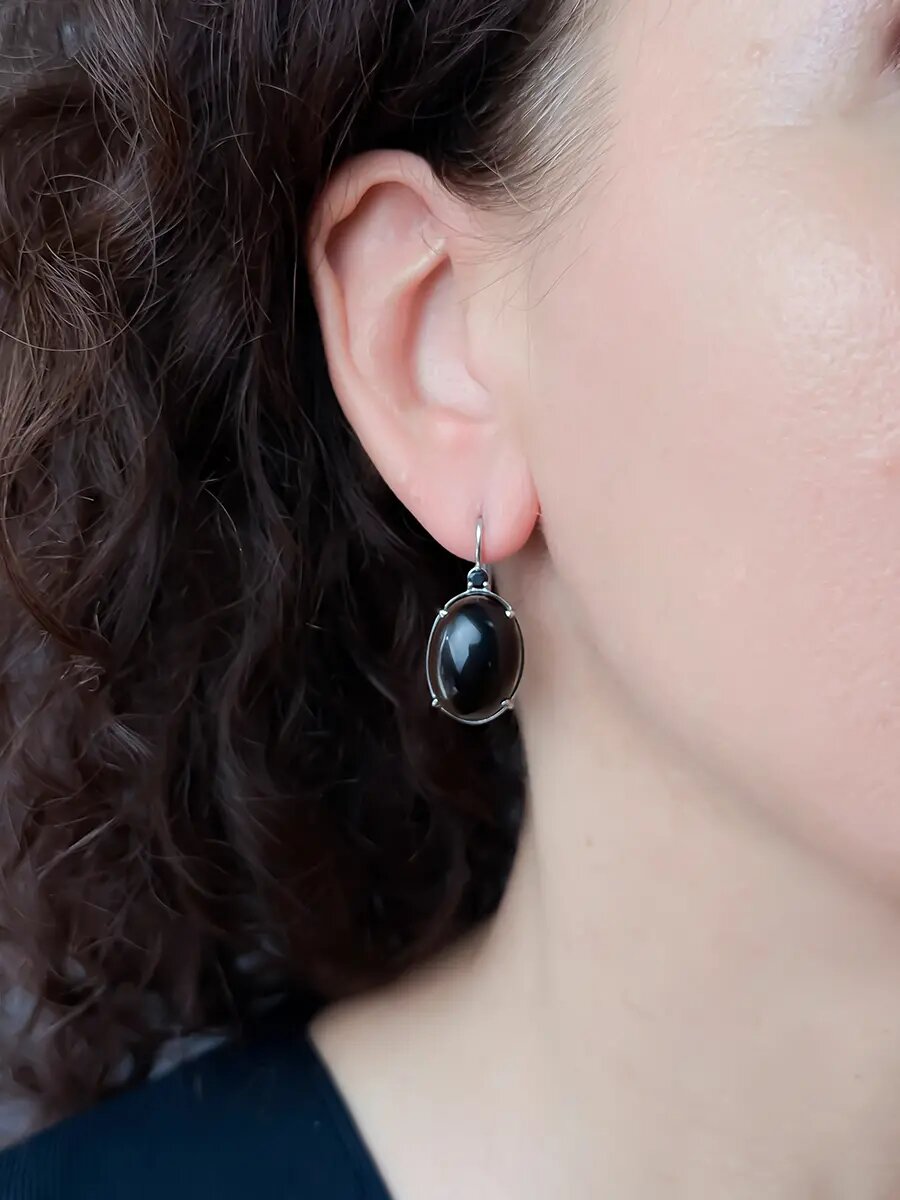 Серьги, серебро, 925 проба, родирование, раухтопаз, шпинель