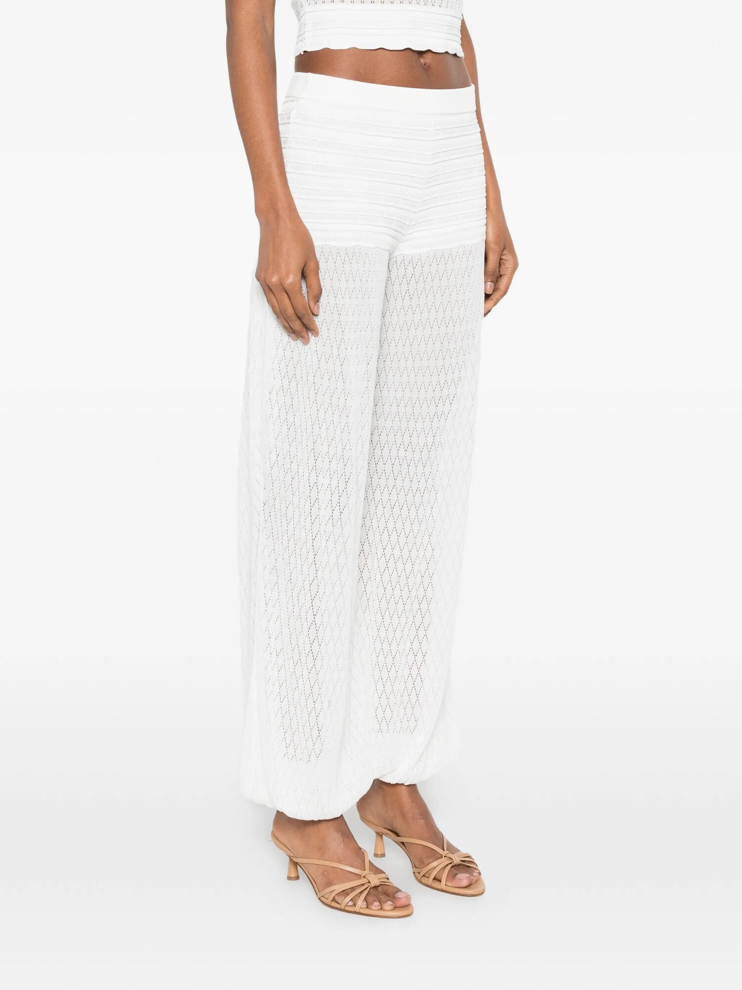 Брюки Retrofete Devyn pointelle-knit trousers, размер XS, white — фото 1