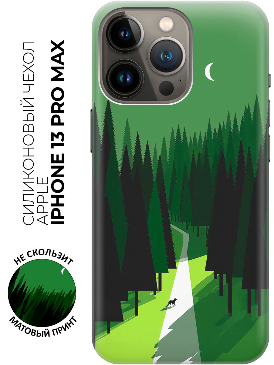 Силиконовый чехол на Apple iPhone 13 Pro Max с принтом "Лунная тропа"