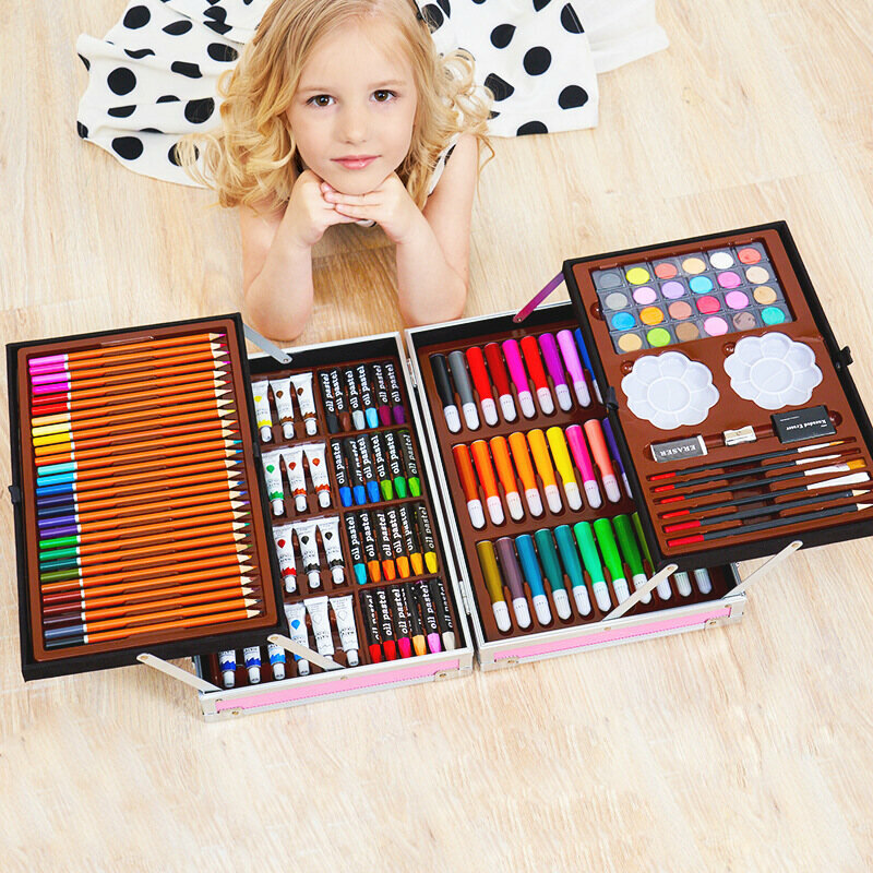 Brushes, crayons, painting sets, school supplies for children and pupils, painting sets, watercolor pens, sets Reprinted books