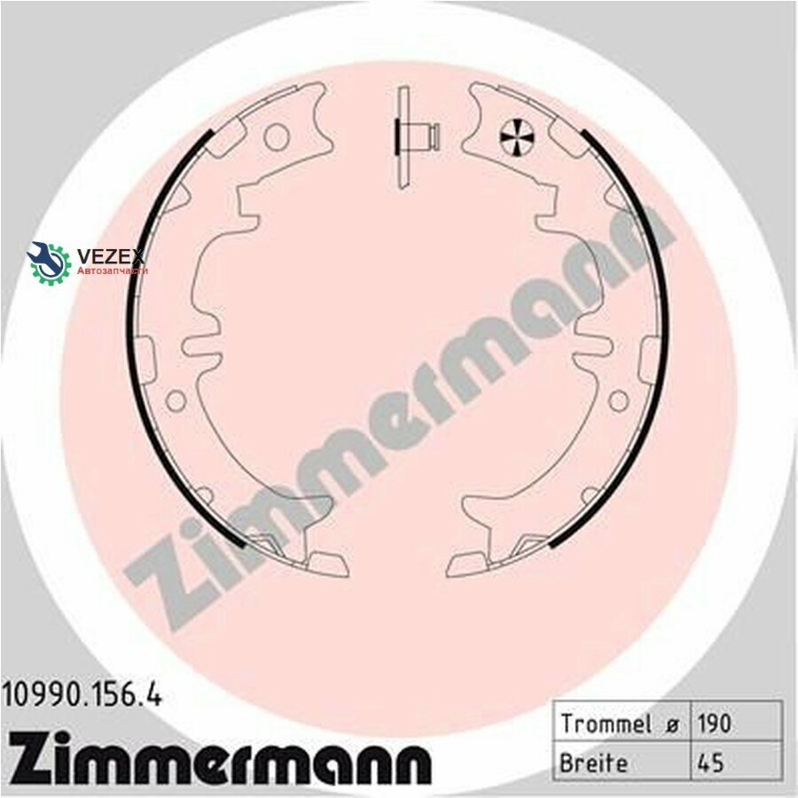 ZIMMERMANN 109901564 колодки барабанные ручника ! задн. 190x45 \ Toyota RAV 4 1.8/2.0/D-4D, Lexus GS/LS/IS all