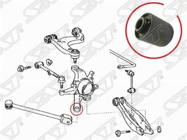 Сайлентблок SAT ST-42305-51010F рычага Toyota Crown 99-08, Mark II 00-04