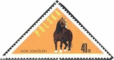 (1963-080) Марка Польша "Польская тяговая лошадь" Лошади III