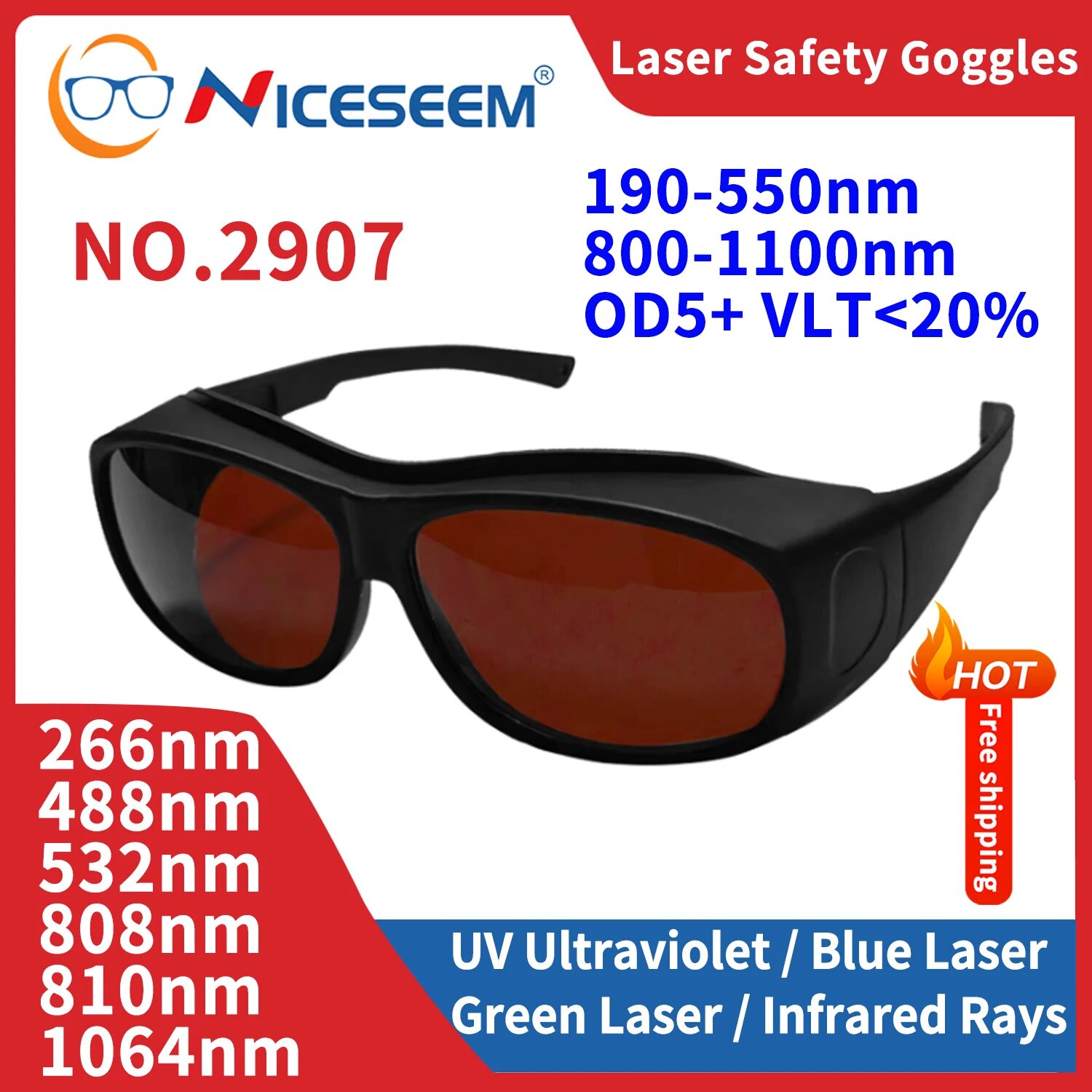 Защитные очки Laser Safety Goggles NICESEEM 2907