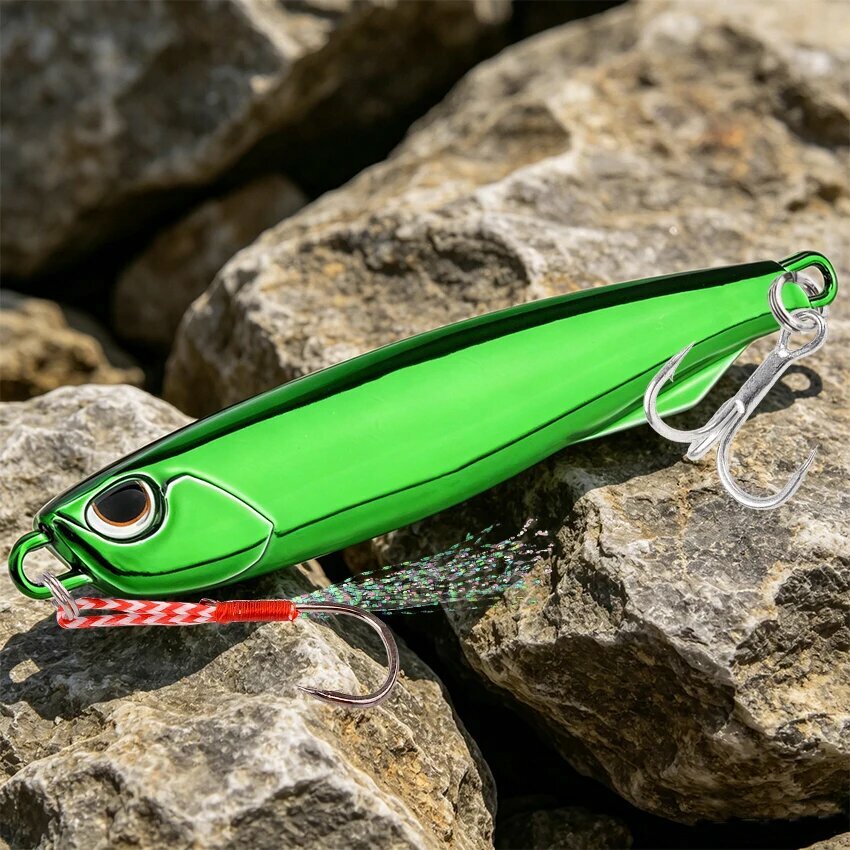 Блесна для морской рыбалки 60g-10.2cm, Зеленый, D-With 2 hooks