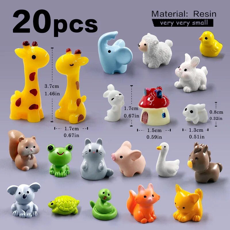 Мини-фигурки животных из смолы, 20шт, Цвет: 20pc Small Animal-FF