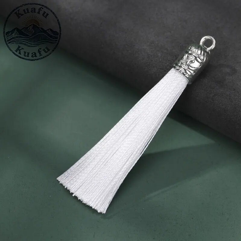 Мини-кисточки из полиэстера 6 см, 10-100 шт, серебряные колпачки 50PCS, White