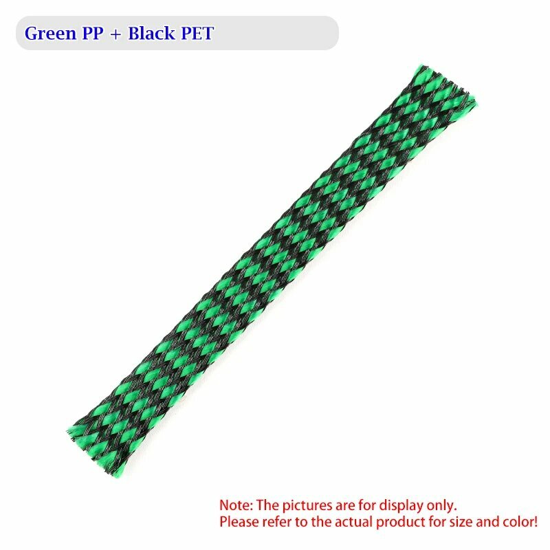 Кабельный шланг из ПП, хлопка и ПЭТ-пряжи 4 8 12 мм Green Black, 5 meters, 4mm