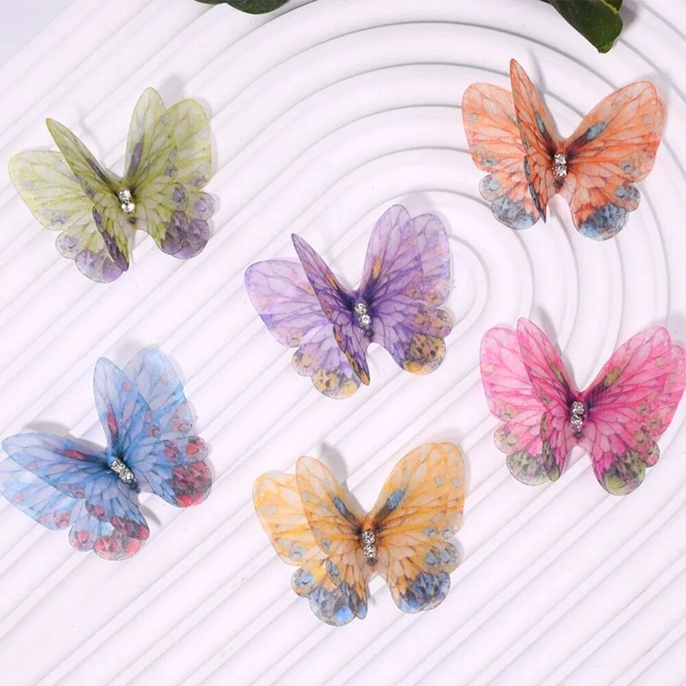 Органза бабочки 3D аппликации, Mix Color