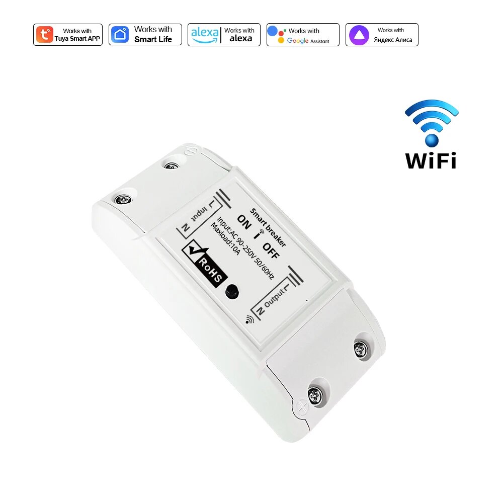 Умный модуль Wi-Fi выключателя с голосовым управлением 10A-1PC