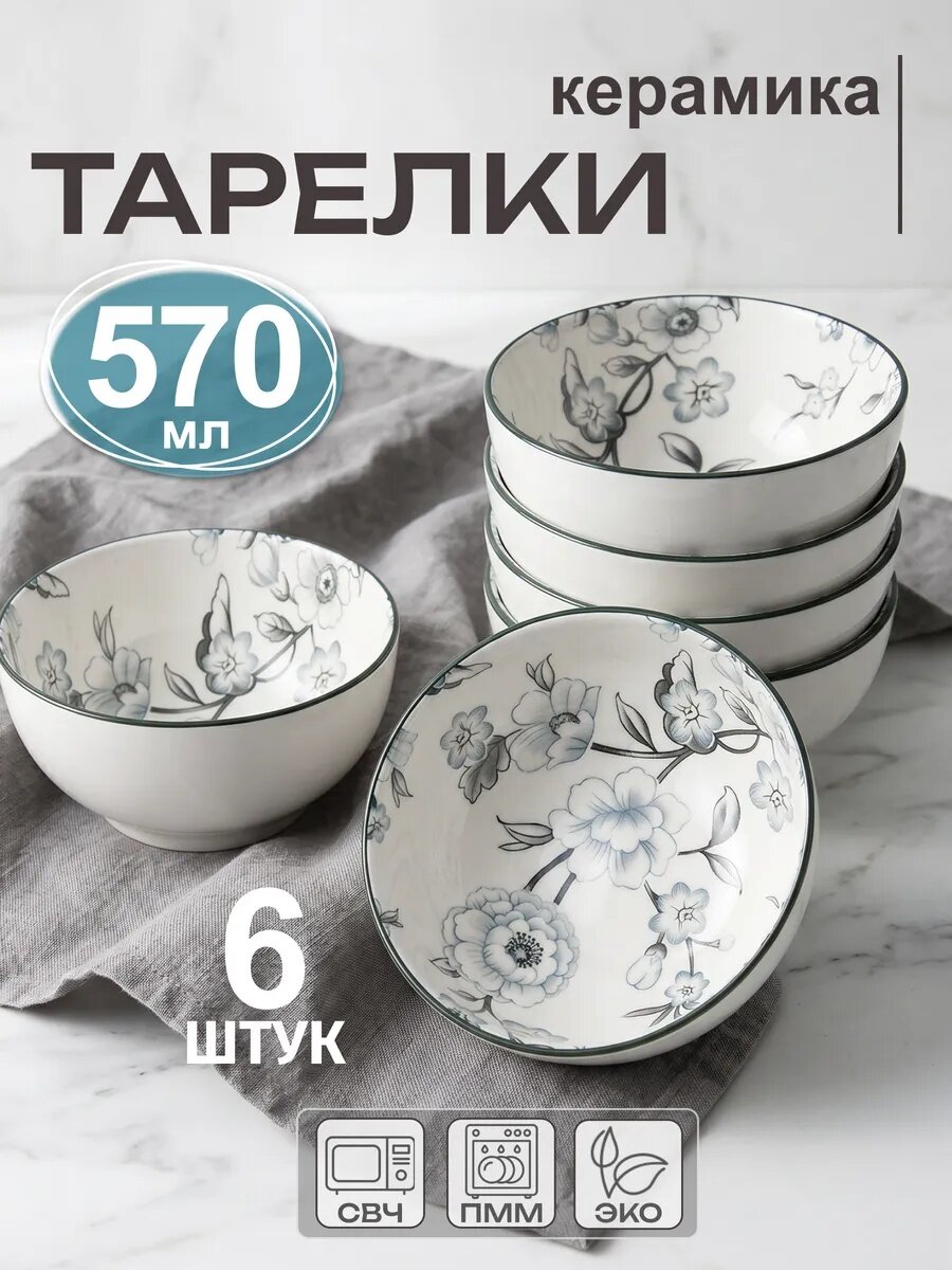 Тарелки набор 4 шт десертные 19 см