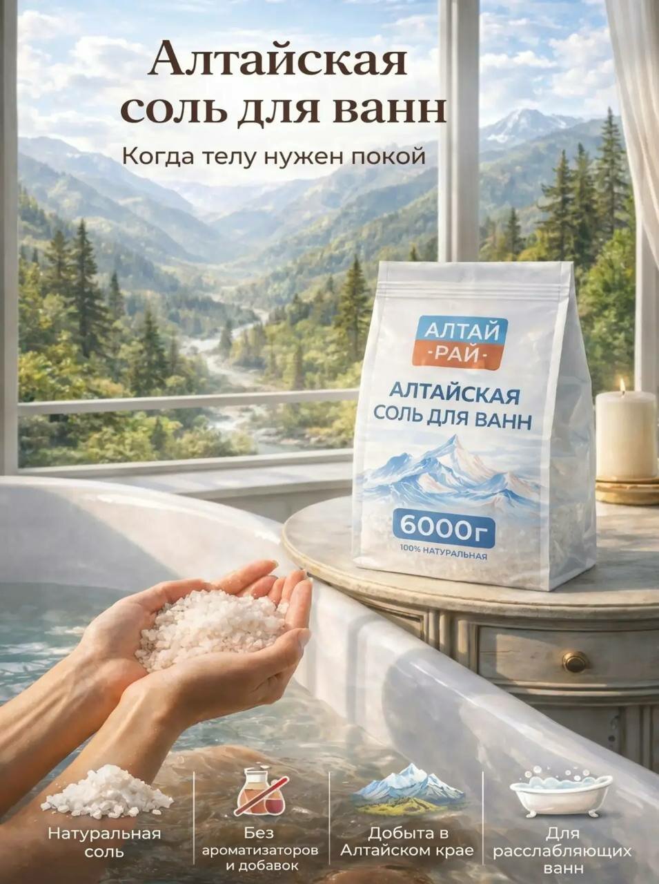 Соль для ванны морская, 6000г