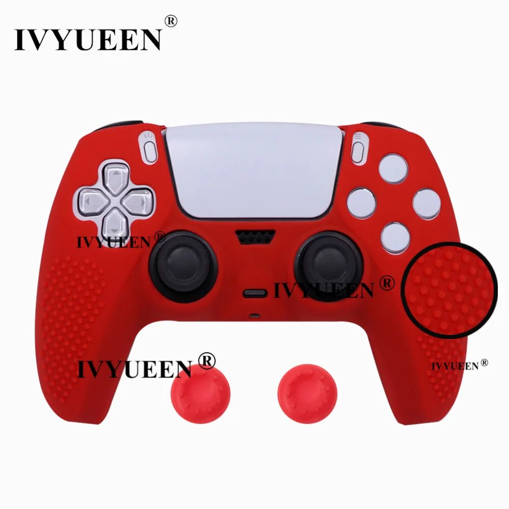 Красный противоскользящий чехол для контроллера PS5 IVYUEEN