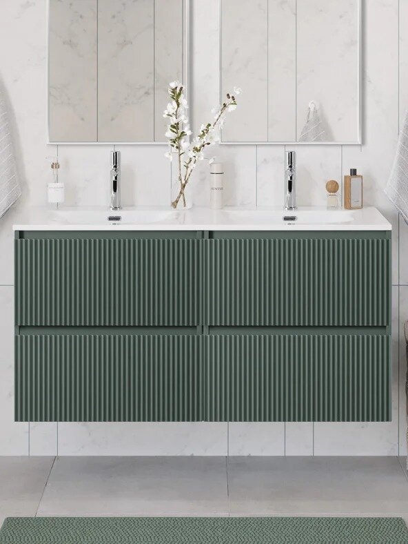 Тумба с раковиной BelBagno Uno 120 подвесная, 4 ящика, матовая еловая, раковина CZR-8073-120-2