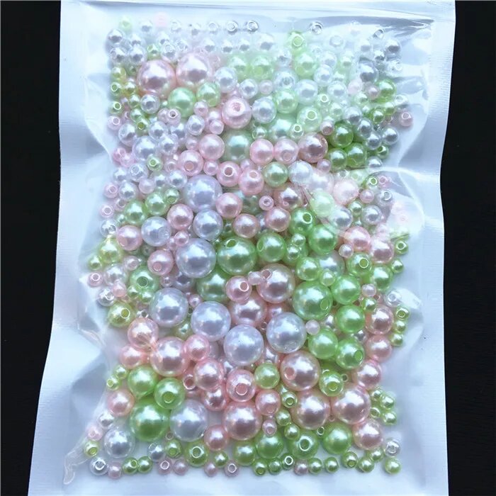 Имитационные жемчужины isequins разноцветные 3/4/5/6/8 мм Mix Pink Green