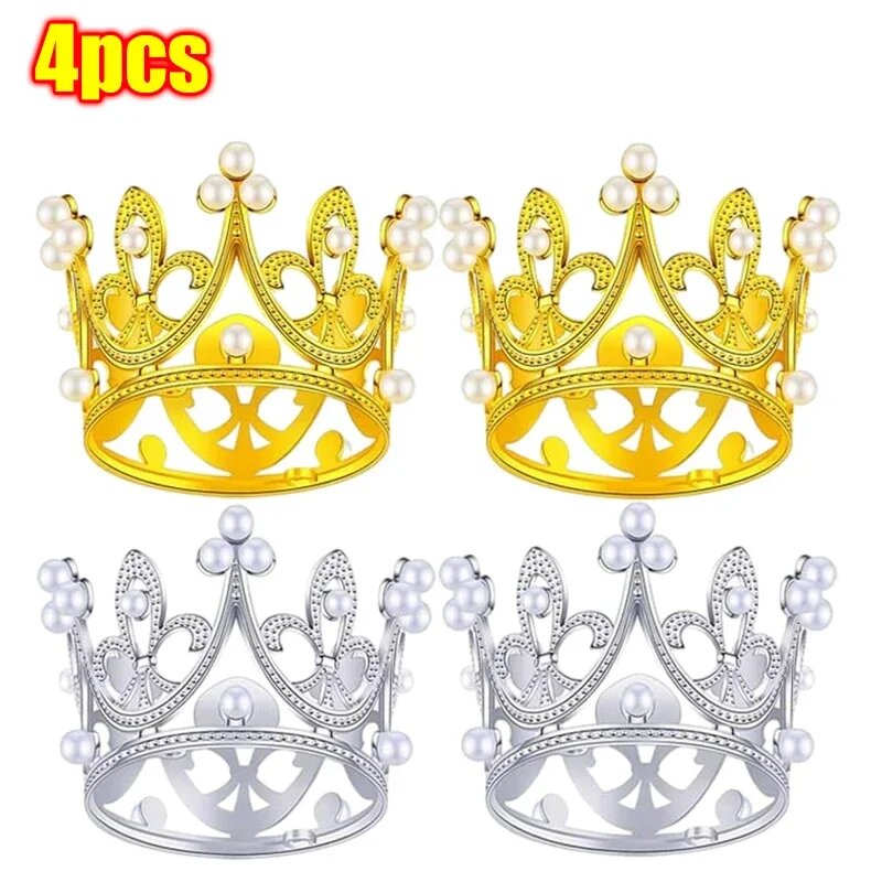 Короны детские 4шт, золотистые и серебристые