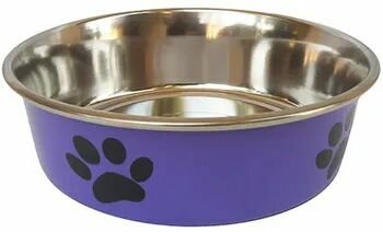 Homepet Heavy Миска Лапки для животных, металлическая утяжеленная, фиолетовая, 0.9 л